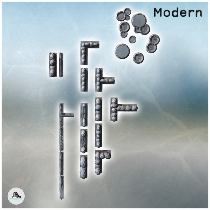 3D Printable Set of natural scenery with bushes, hedges, and wooden ...