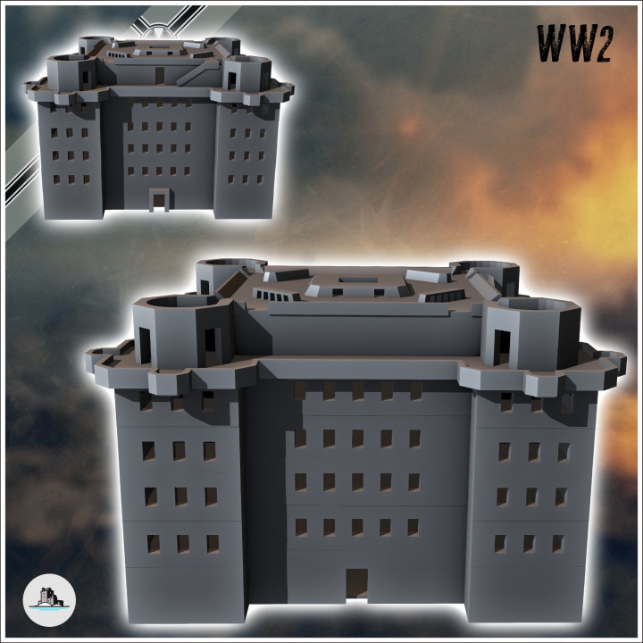 3D Printable Flak tower, Blaurt I (1st generation G-Tower Flakturm VI ...