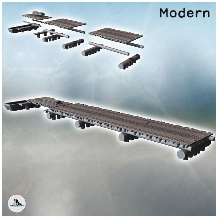 3D Printable Improvised wooden log bridge with float and railway tracks ...