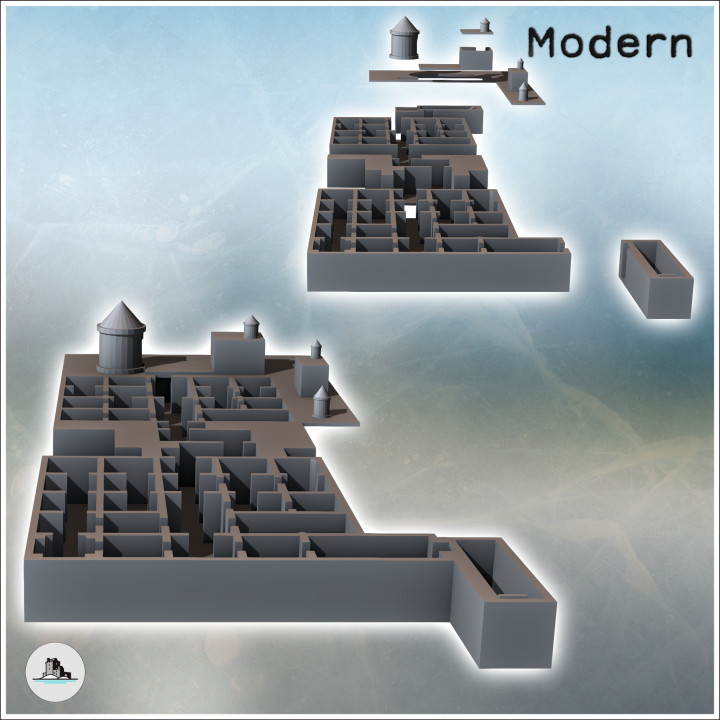3D Printable Large underground bunkers with maze of rooms and corridors ...