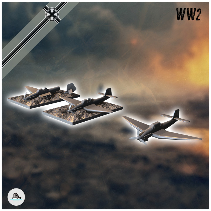 3D Printable Set of three Junkers Ju 87 Stuka German dive bomber with ...
