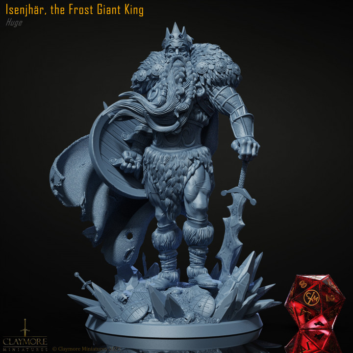3D Printable Isenjhar, the Frost Giant King by Claymore Miniatures