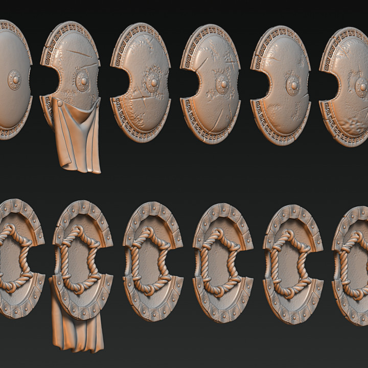 3D Printable Extra Shield ONE - 6 unique models by TheGoodBrick