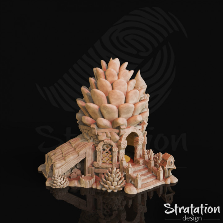 3D Printable Pine Cone Fairy House by Stratation Design