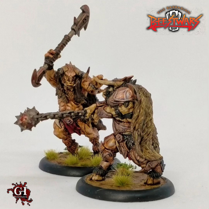 3D Printable Bstmn16 Clovis Minotaur spinning with morning star (Pre ...