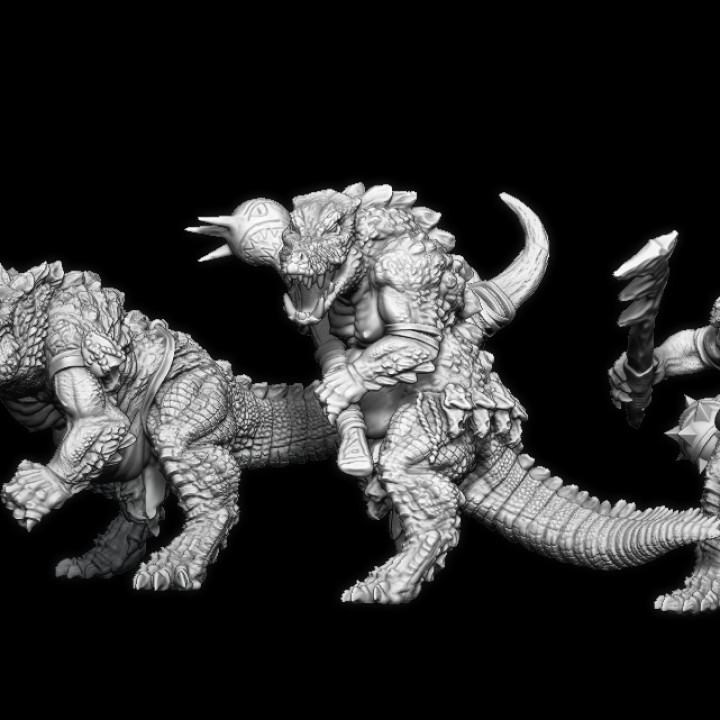 3D Printable Croc2 Crocman bent (pre-supported) by Gary Hunt Miniatures (Beestwars)
