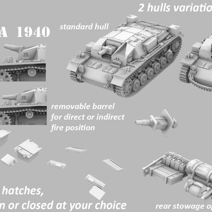 3D Printable Stug III A, 1940 by Counlane Models
