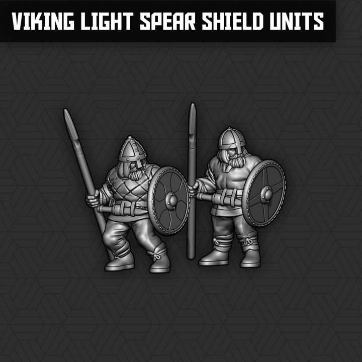 3D Printable Viking Light Spear & Shield Units by Smol Miniatures