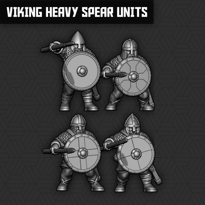 3D Printable Viking Heavy Spear & Shield Units by Smol Miniatures