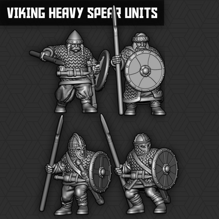 3D Printable Viking Heavy Spear & Shield Units by Smol Miniatures