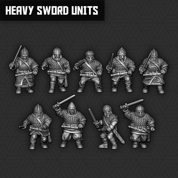 3D Printable Viking Heavy Sword Units by Smol Miniatures