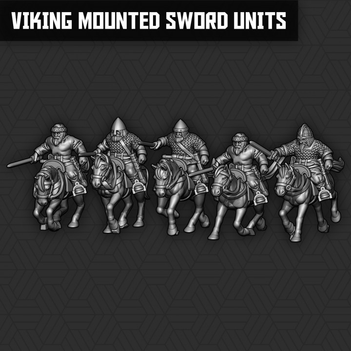 3D Printable Viking Mounted Sword Units by Smol Miniatures