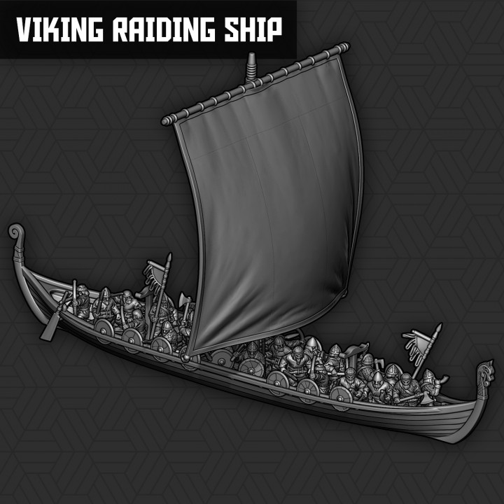 3D Printable Viking Raiding Ship by Smol Miniatures