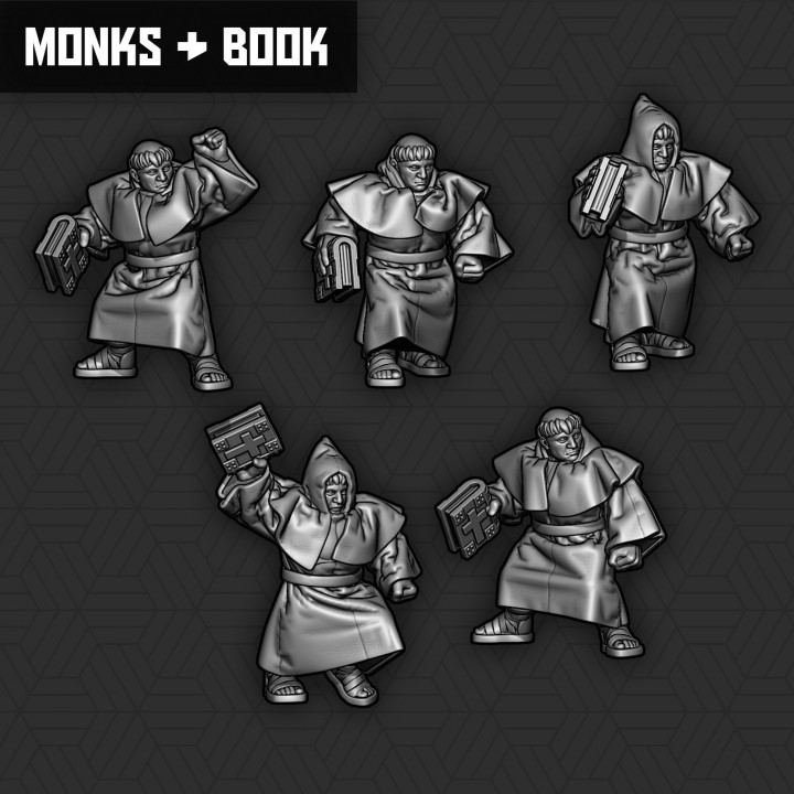 3D Printable Monks & Books Units by Smol Miniatures