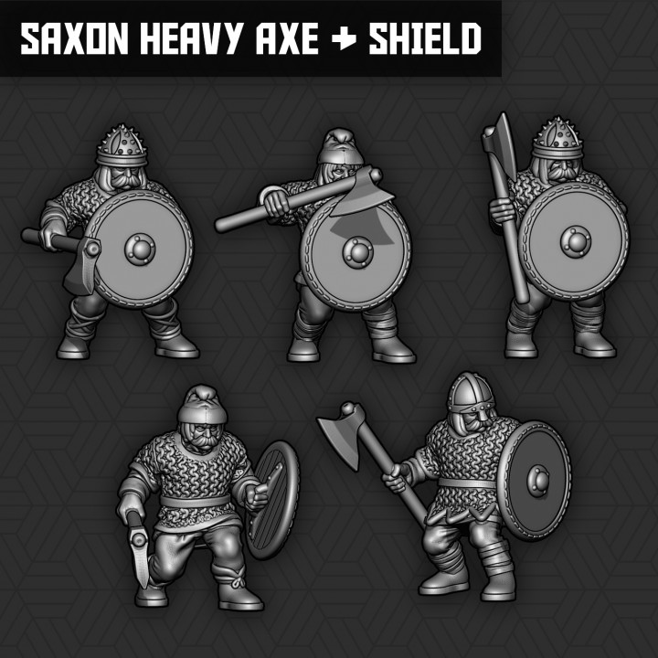 3D Printable Saxon Heavy Axe & Shield Units by Smol Miniatures