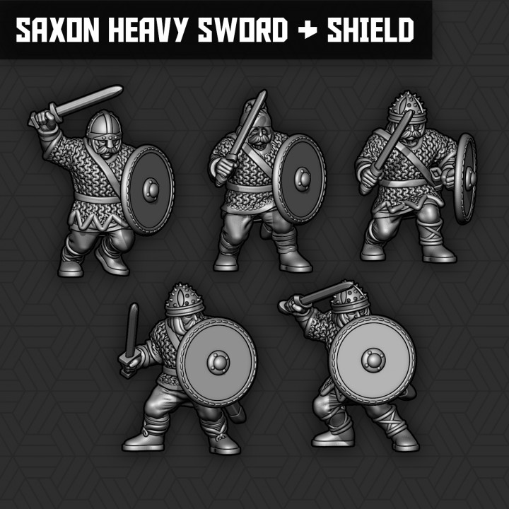 3D Printable Saxon Heavy Sword & Shield Units by Smol Miniatures