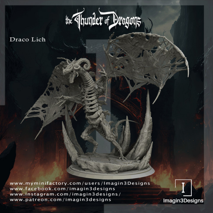 3D Printable Draco Lich - Undead Dragon by Imagin3Designs