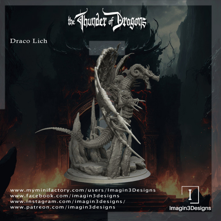 3D Printable Draco Lich - Undead Dragon by Imagin3Designs