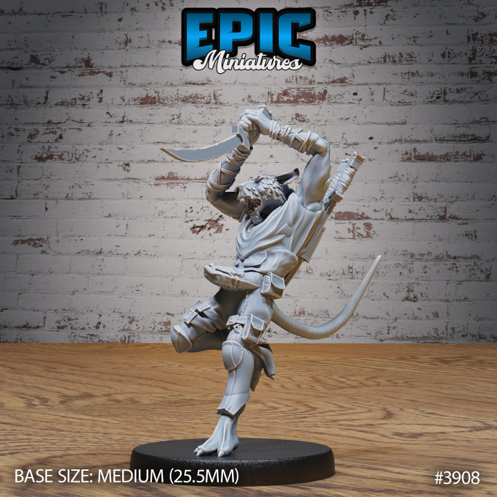 3D Printable Veteran Rat Folk Thief Jump / Mice Raider / Cave Mouse ...