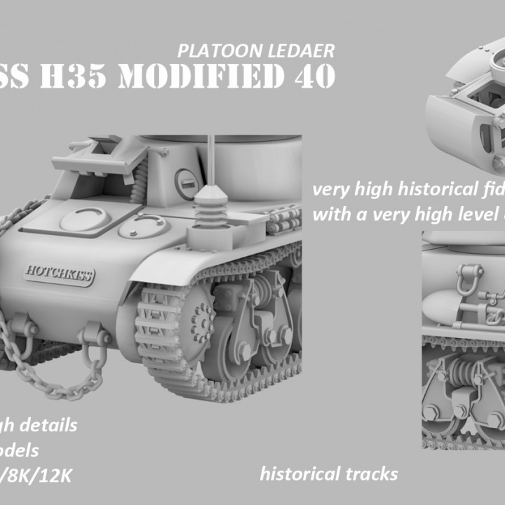 3D Printable Hotchkiss H35 mod 1940, Platoon Leader by Counlane Models