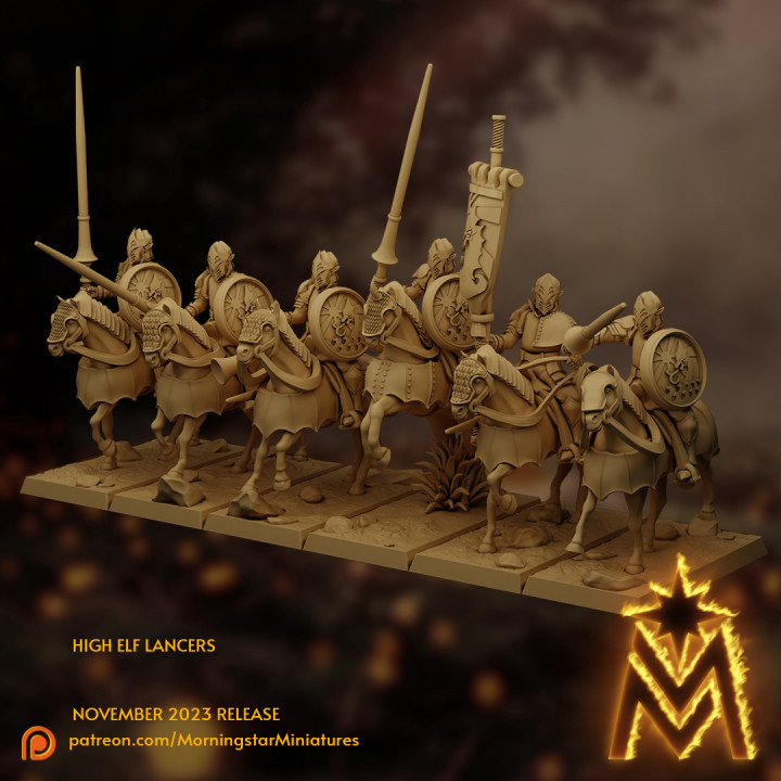 3D Printable High Elf Lancers Unit | 32mm Scale Presupported by ...