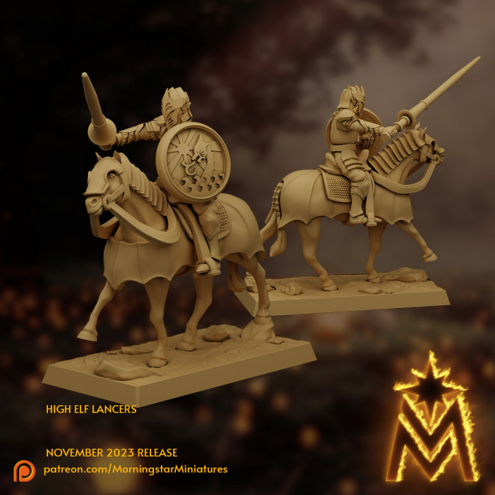 3D Printable High Elf Lancers Unit | 32mm Scale Presupported by ...