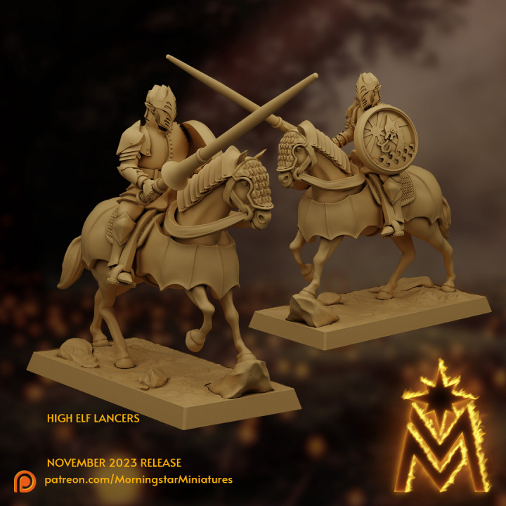 3D Printable High Elf Lancers Unit | 32mm Scale Presupported by ...