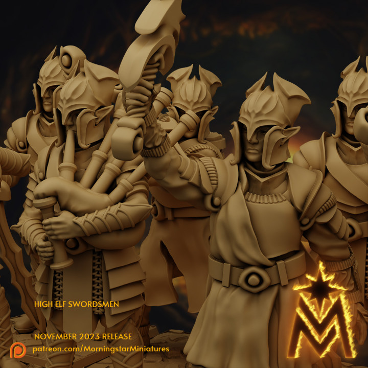 3D Printable High Elf Swordsmen Unit | 32mm Scale Presupported by ...