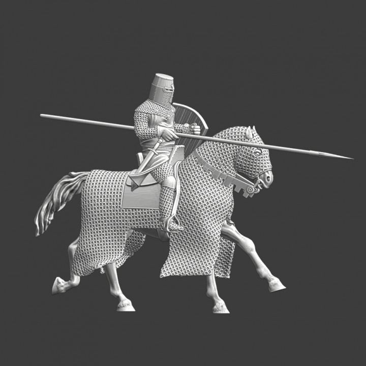 3D Printable Medieval crusader knight with couched lance by Northern ...
