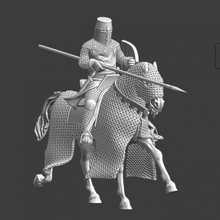 3D Printable Medieval crusader knight with couched lance by Northern ...