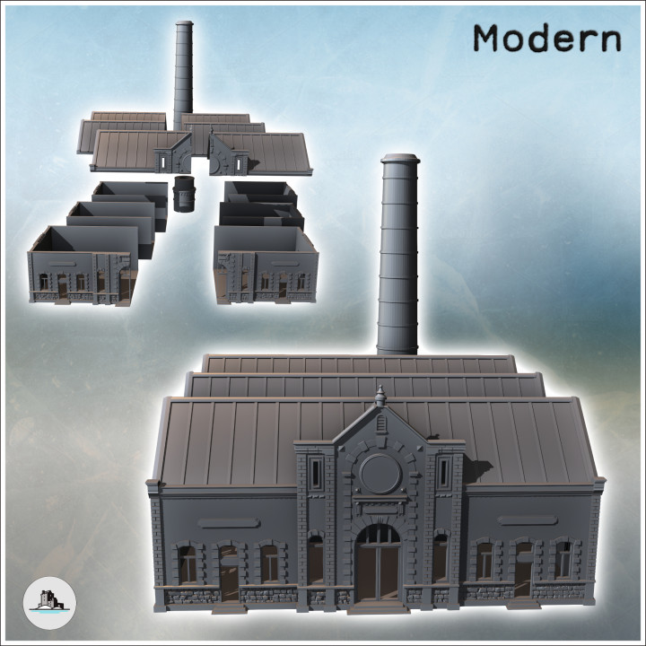 3D Printable Pumping station with finely cut stone facade (Saint ...