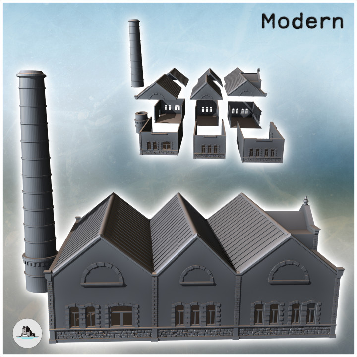 3D Printable Pumping station with finely cut stone facade (Saint ...