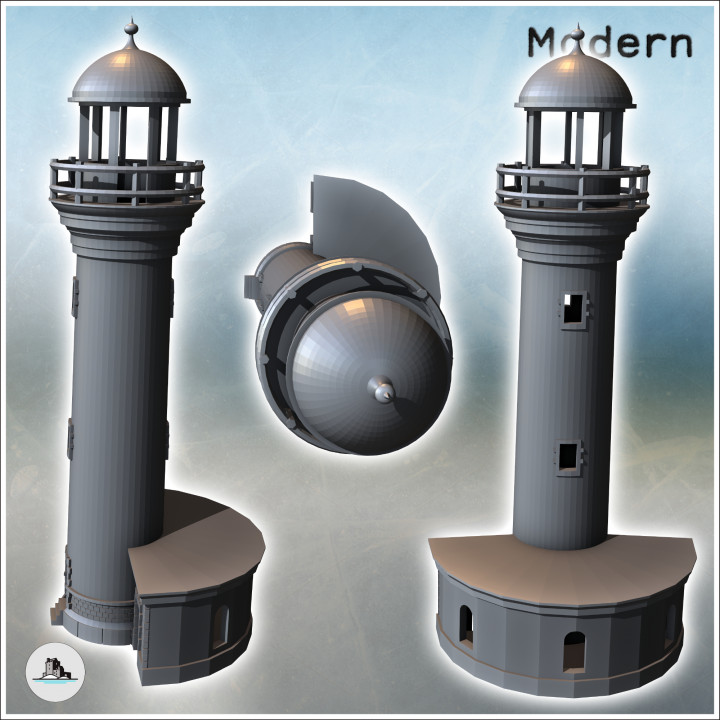 3D Printable Seaside lighthouse with semicircular annex building and ...