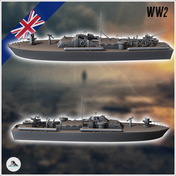 3D Printable British fast motor torpedo boat (2) - UK United WW2 ...