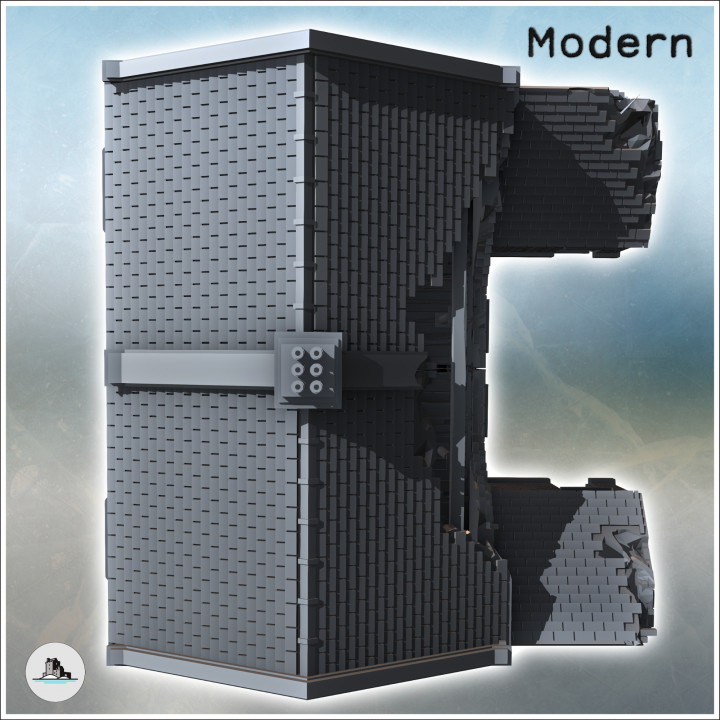 3D Printable European houses with double bay windows and rear walls ...