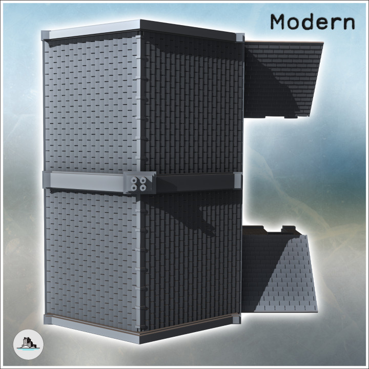 3D Printable European houses with double bay windows and rear walls ...