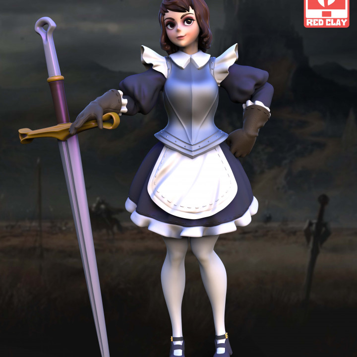 3D Printable Battle Maid 01 75MM by Red Clay Collectibles