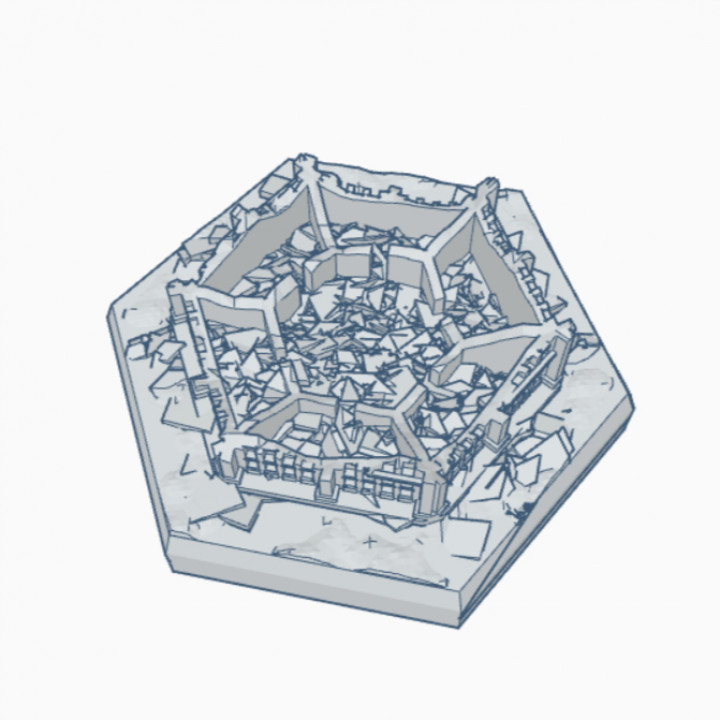 3D Printable Destroyed Watchtower Hex Map Scale HMSSFD058 by Wargame Forge