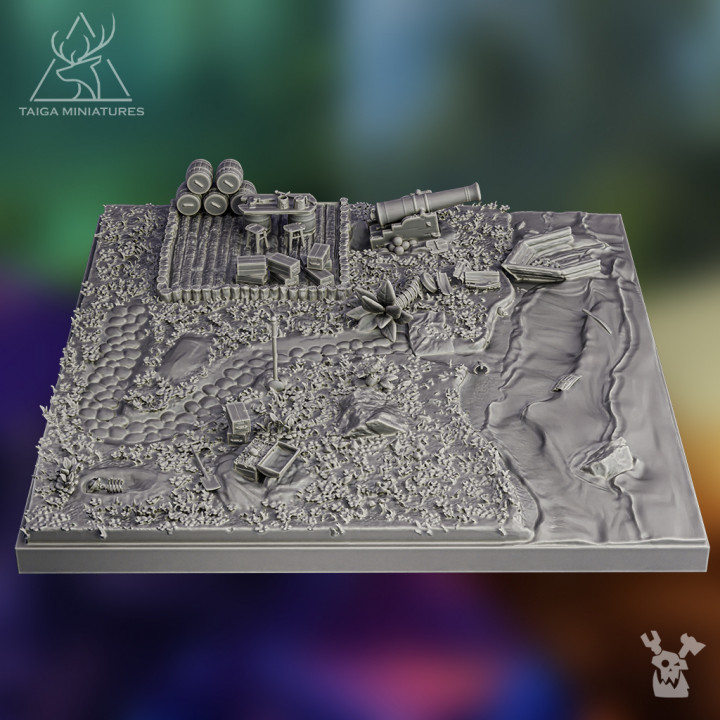 3D Printable Pirate Island texture terrain plate + props bits by Taiga ...