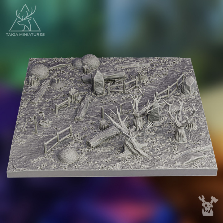 3D Printable Fantasy Forest texture terrain plate + props bits by Taiga ...