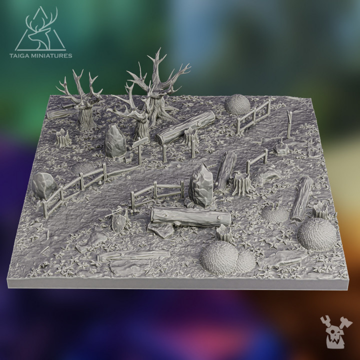 3D Printable Fantasy Forest texture terrain plate + props bits by Taiga ...