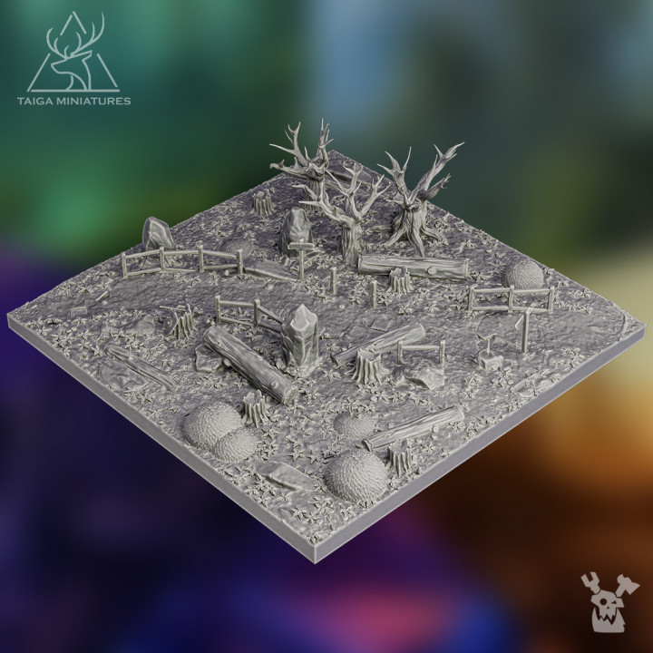 3D Printable Fantasy Forest texture terrain plate + props bits by Taiga ...