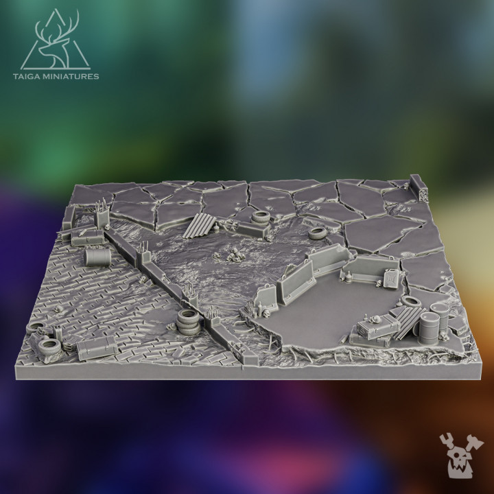 3D Printable Post-apocalypse texture terrain plate + props bits by ...