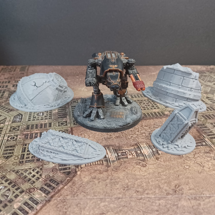 3D Printable Destroyed Tech Cult Scatter Ruins by Wargame Forge