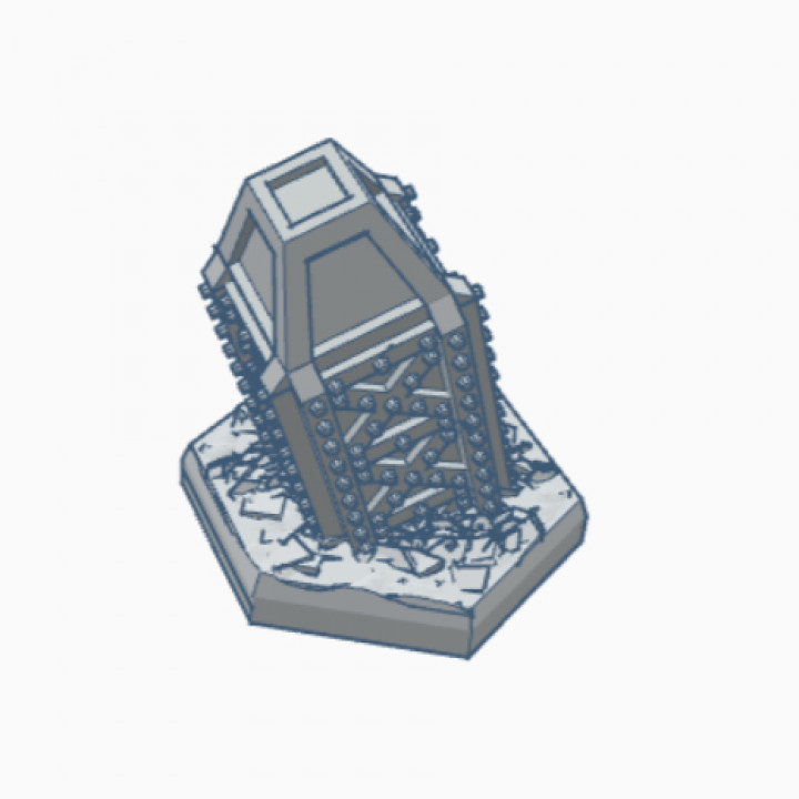 3D Printable Destroyed Tech Cult Scatter Ruins Hex Based by Wargame Forge