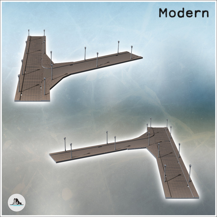 3D Printable Set of modular paved streets with sidewalks and urban ...