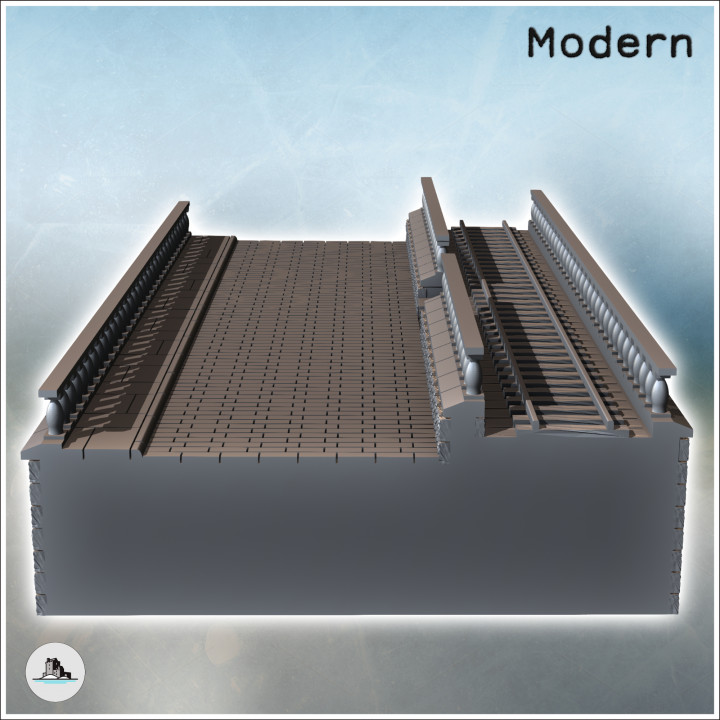 3D Printable Damaged brick bridge with classic-style parapet and double ...