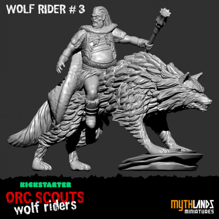 3D Printable Wolf Rider 3 by Mythlands Miniatures