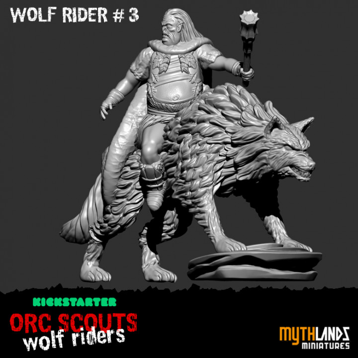 3D Printable Wolf Rider 3 by Mythlands Miniatures