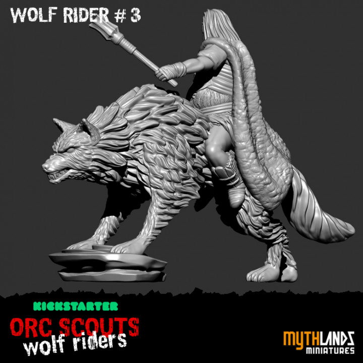 3D Printable Wolf Rider 3 by Mythlands Miniatures